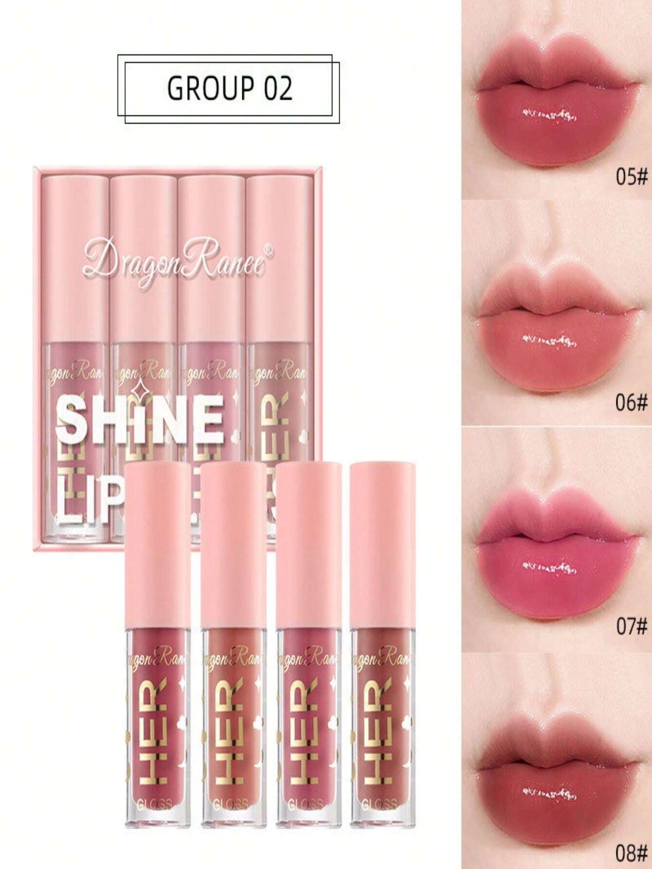 SHEIN Dragon Ranee Glossy Lip Gloss 4Pcs - Karmela EG